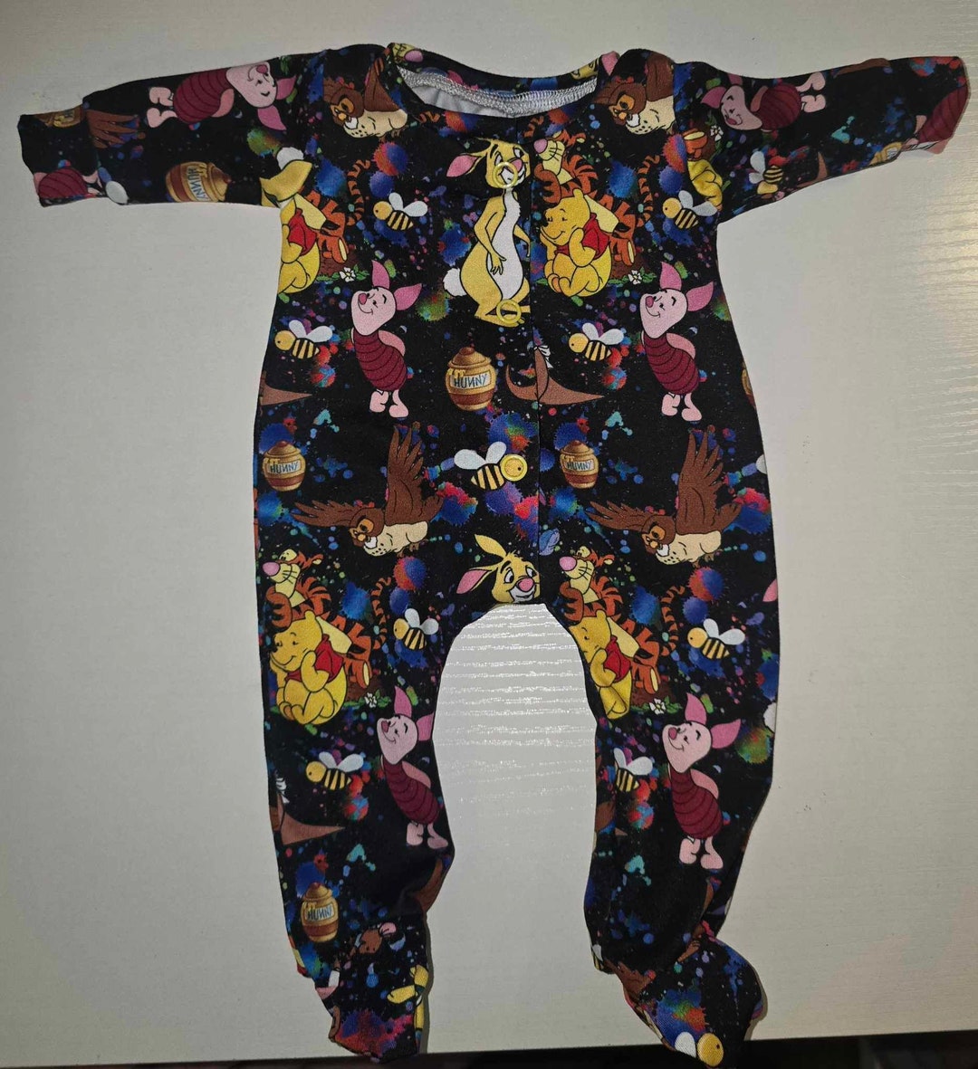 14 mini Black Paint Splatter Pooh Bear Footed Pj Sleeper W/ Matching ...