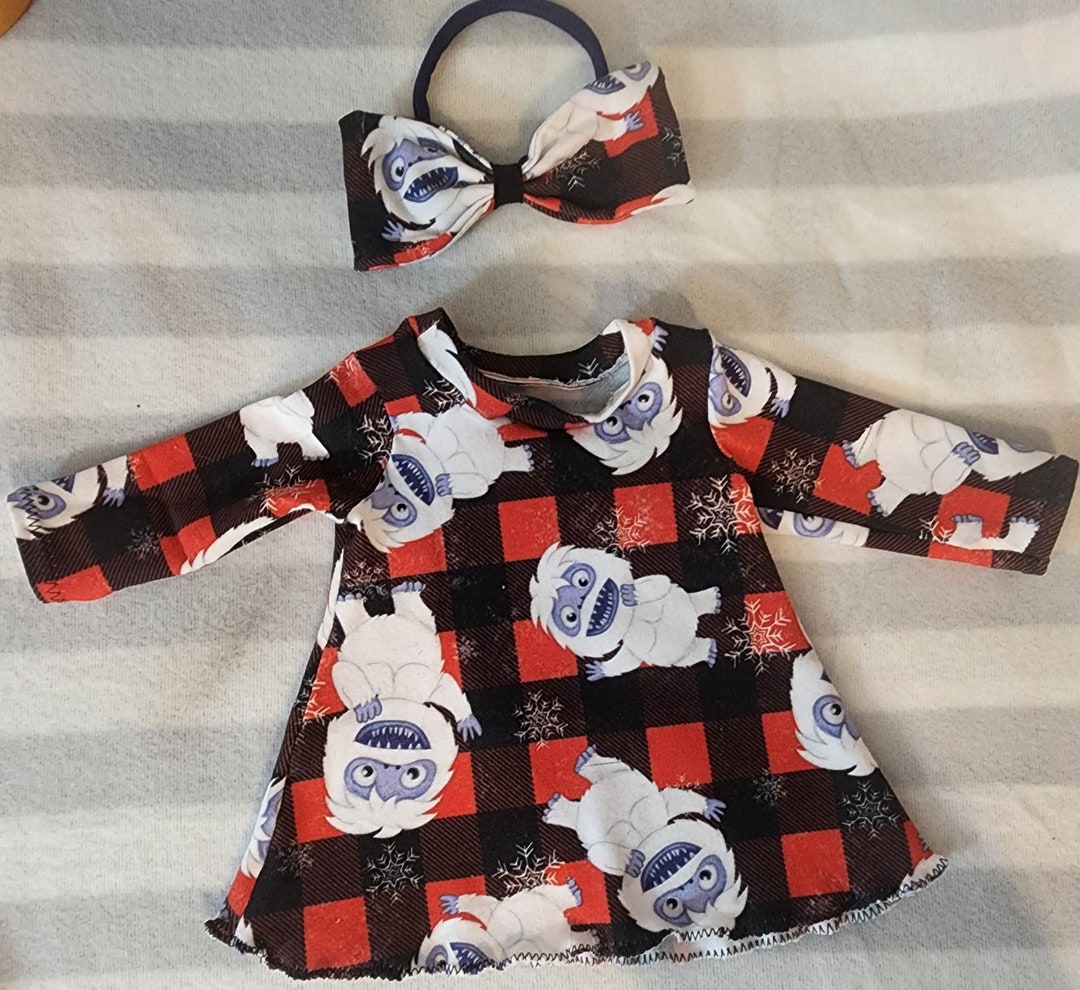15" Christmas Buffalo Plaid Sophie Dress With Matching Bow for Reborn ...
