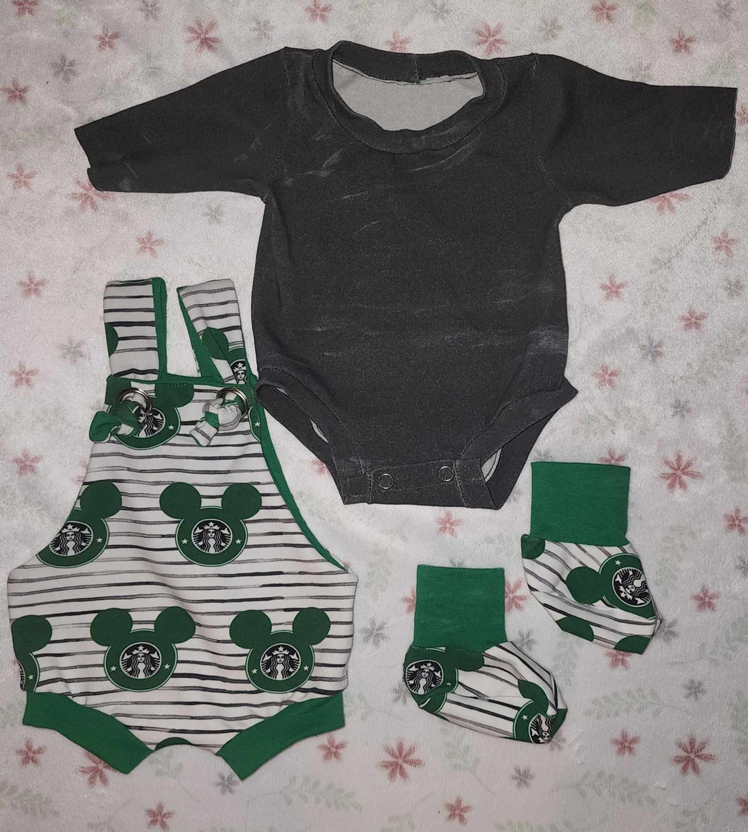 18-19" *tiny Baby* Mickey Mouse Star Bucks Shortie Overall and Booties ...