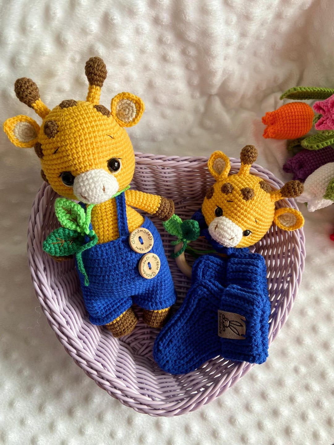Crochet Giraffe Baby Gift Set, Organic Cotton Toy, Rattle & Socks - Etsy
