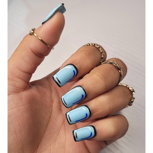 Blue Pop Art Cartoon Handmade Press on Nails - Etsy