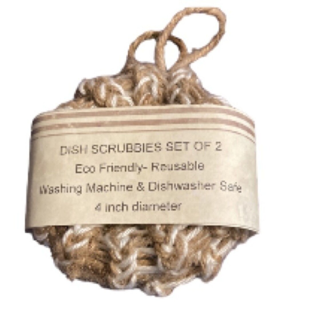 Dish Scrubby Dish Scrubber Rounds Natural Jute and Cotton Eco Friendly ...