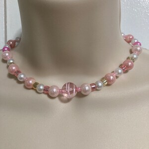 BARBIE Core Chunky Pink Mini Bubble Gum Beads Statement Stretchy Choker ...