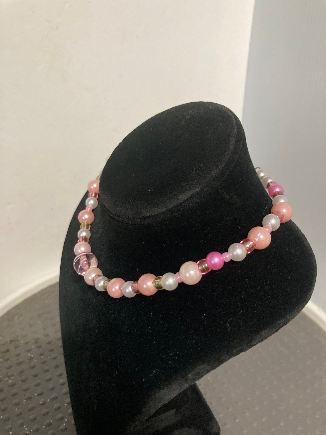 BARBIE Core Chunky Pink Mini Bubble Gum Beads Statement Stretchy Choker ...