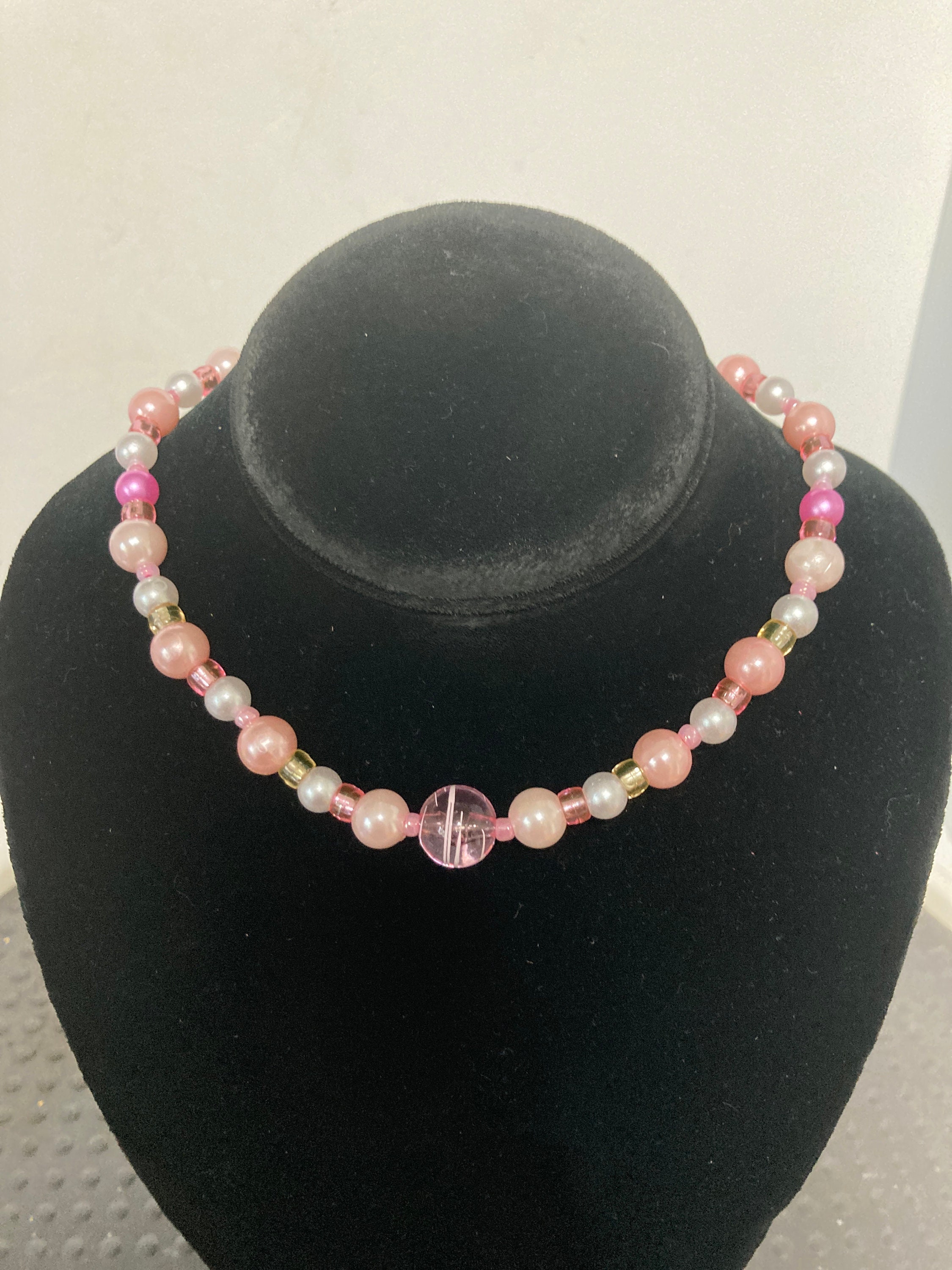 BARBIE Core Chunky Pink Mini Bubble Gum Beads Statement Stretchy Choker ...