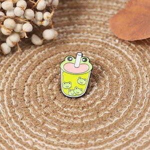 Kawaii Frog Pins Juice Pin Cartoon Pins Hard Enamel Pins Hat Pins ...