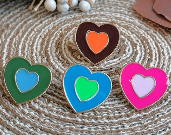 Double Heart Pin - Etsy