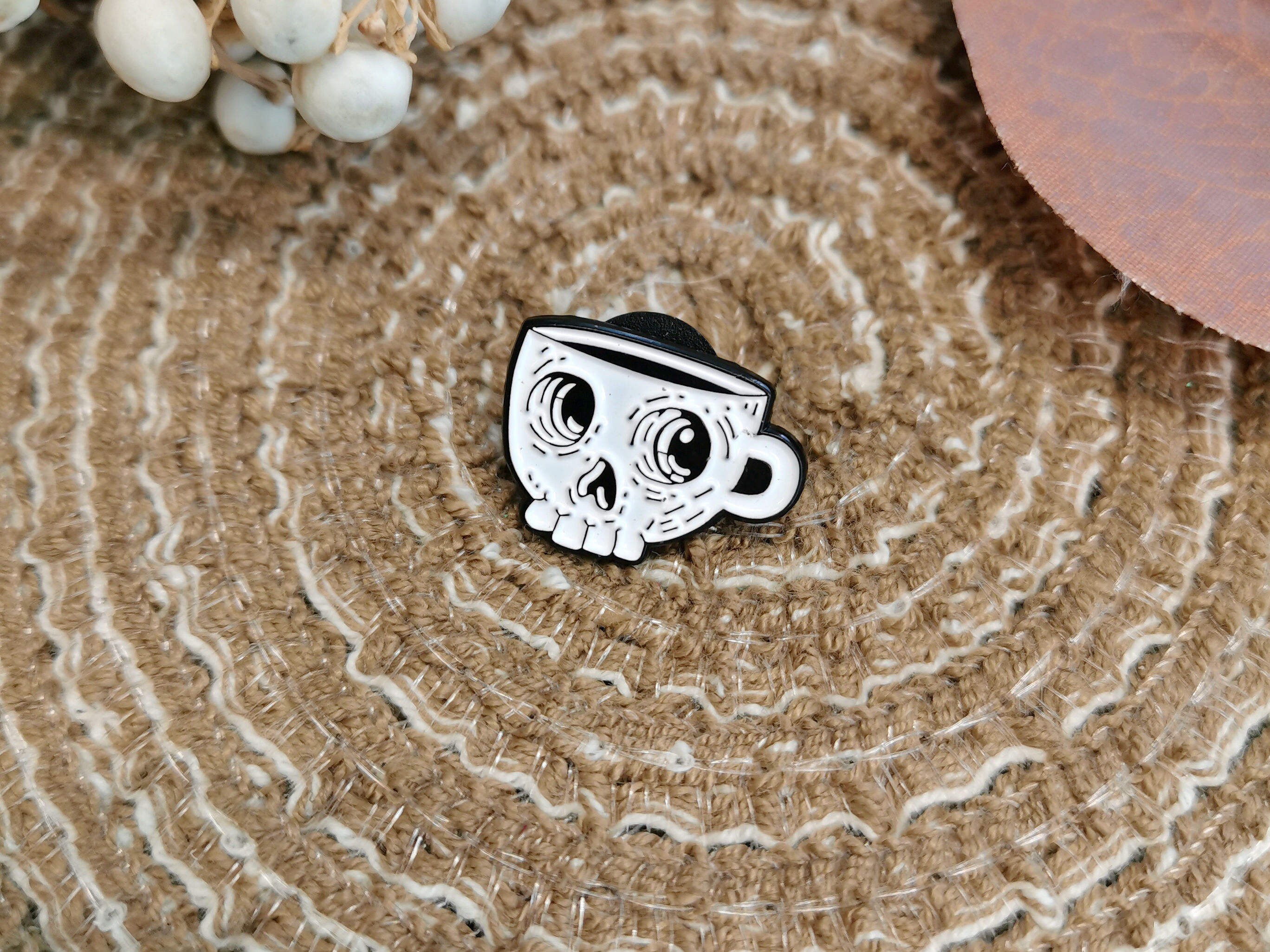 Skeleton Hand Pin Skull Pin Coffee Cup Pin Hourglass Pin - Etsy