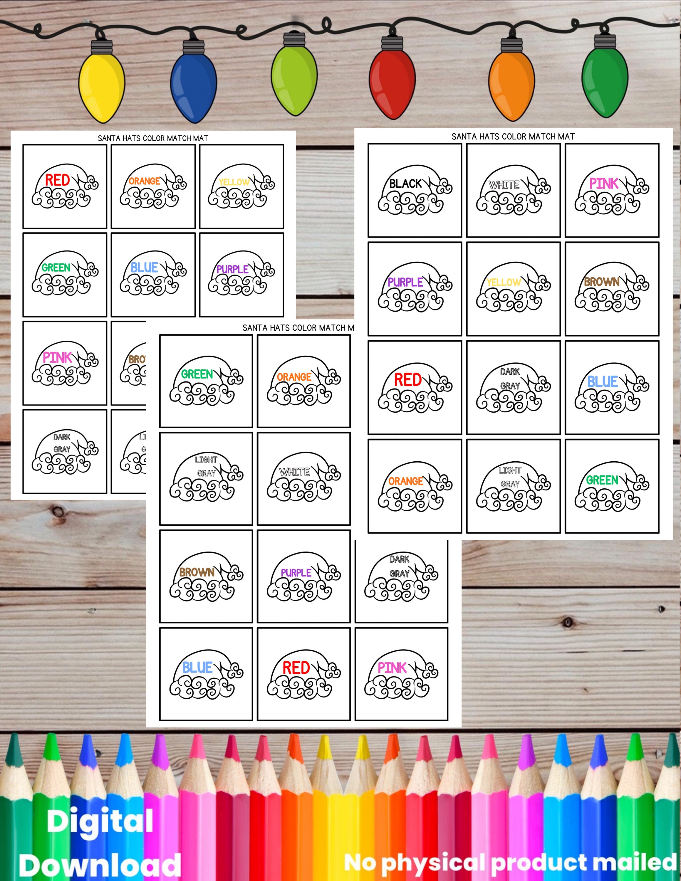 Christmas Activity Color Match Game Homeschool Activity Teacher ...