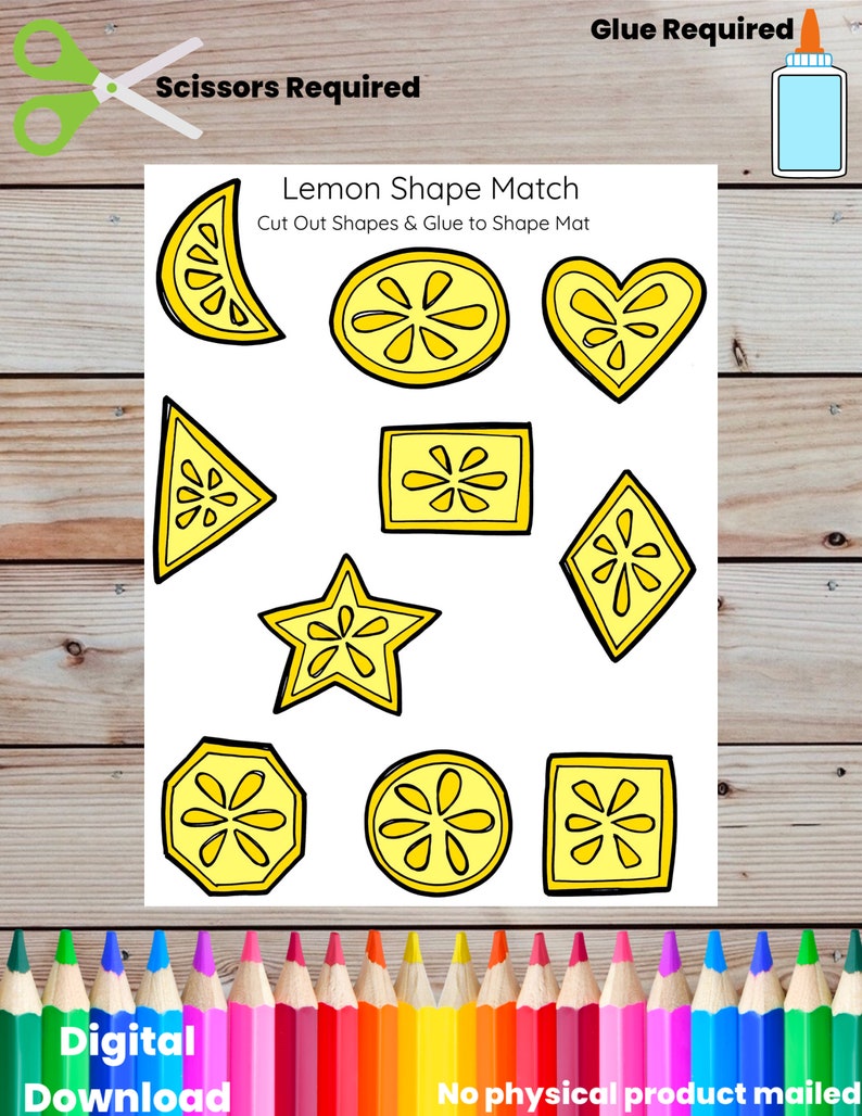 Lemon Shape Matching Game Printable Homeschool Activity - Etsy