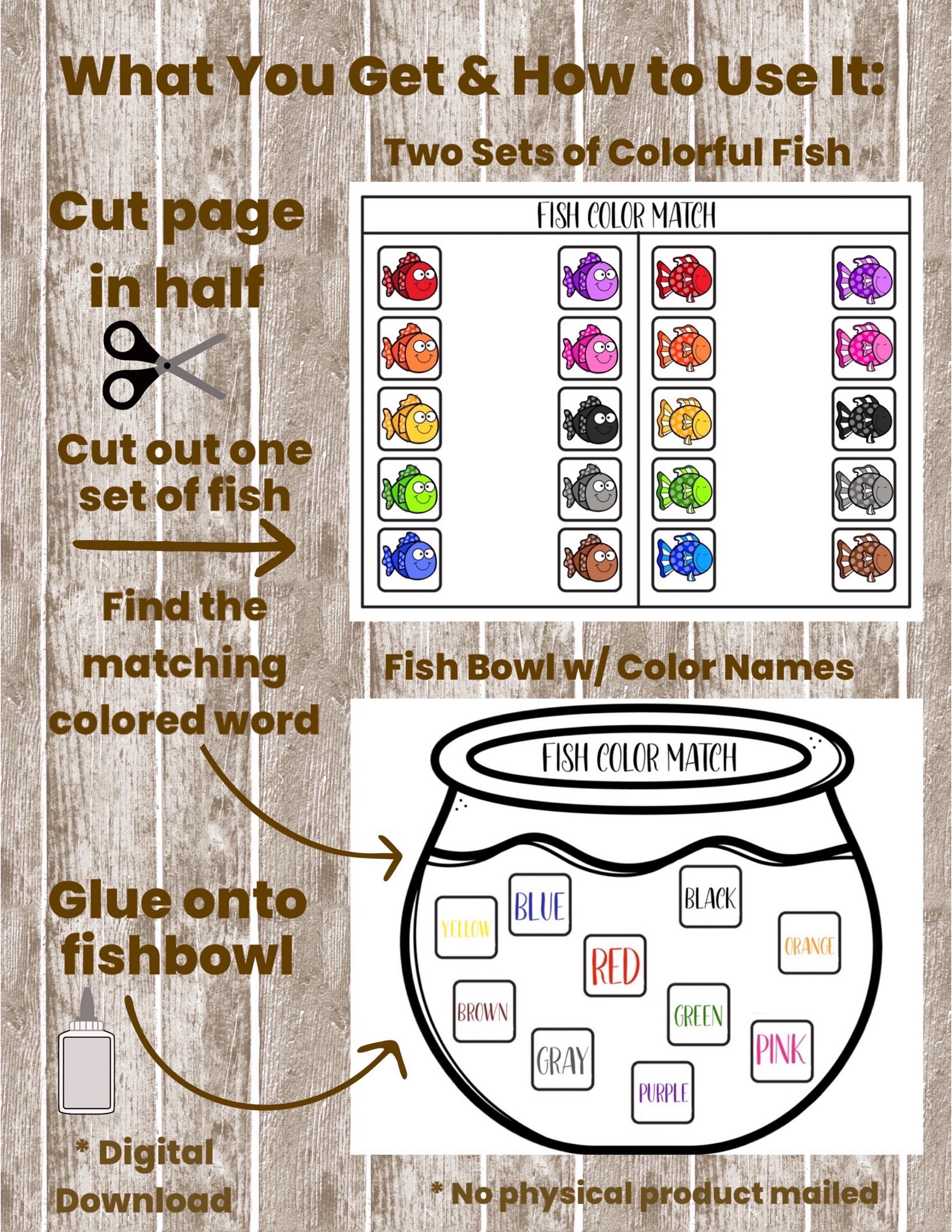 Ocean Animals Color Matching Game Scissor Cutting Practice Homeschool ...