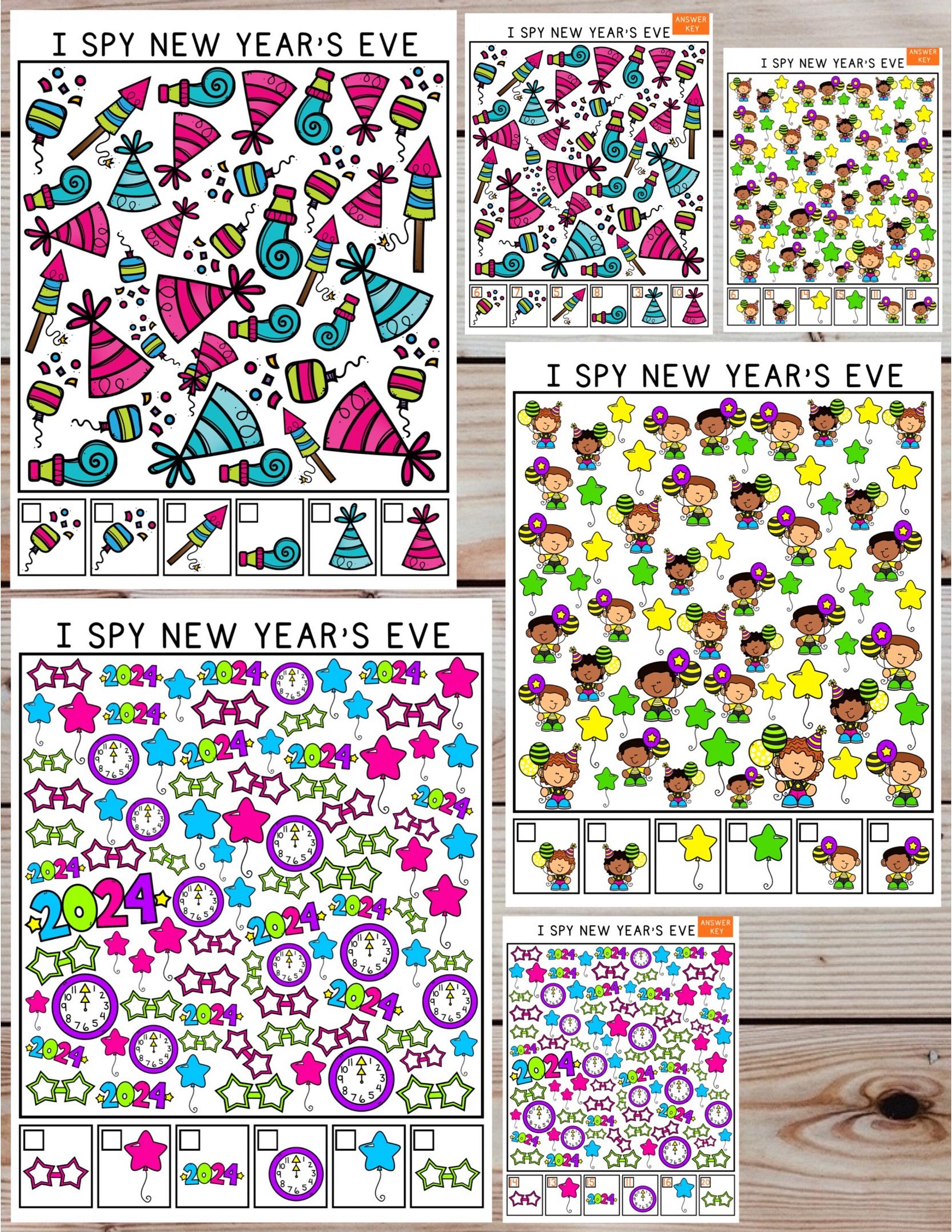 New Years Activity Kids I Spy Matching Game Homeschool - Etsy