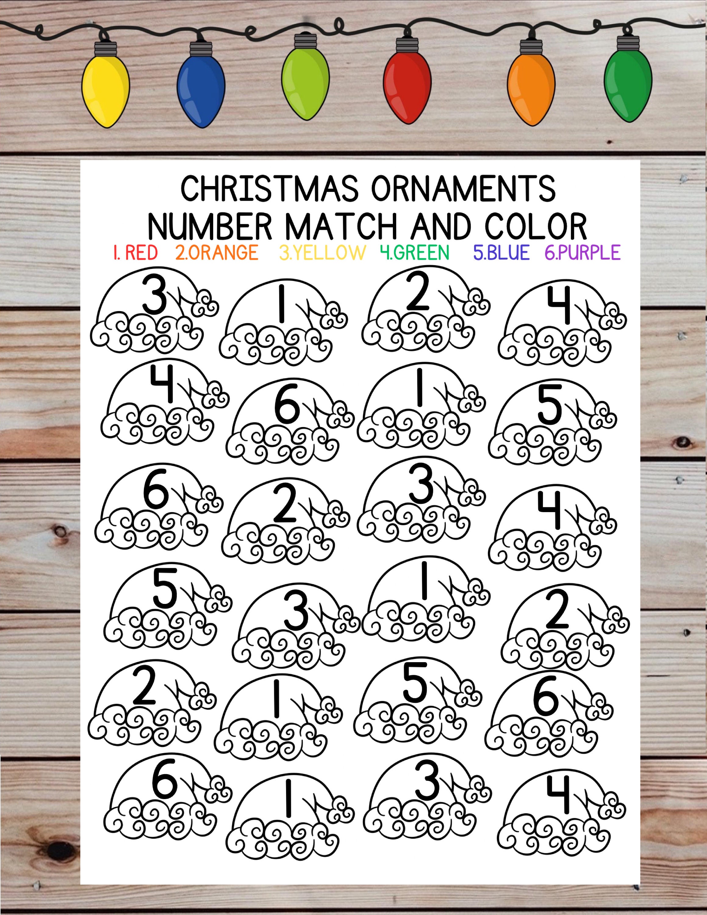 Christmas Activity Color Match Game Homeschool Activity Teacher ...
