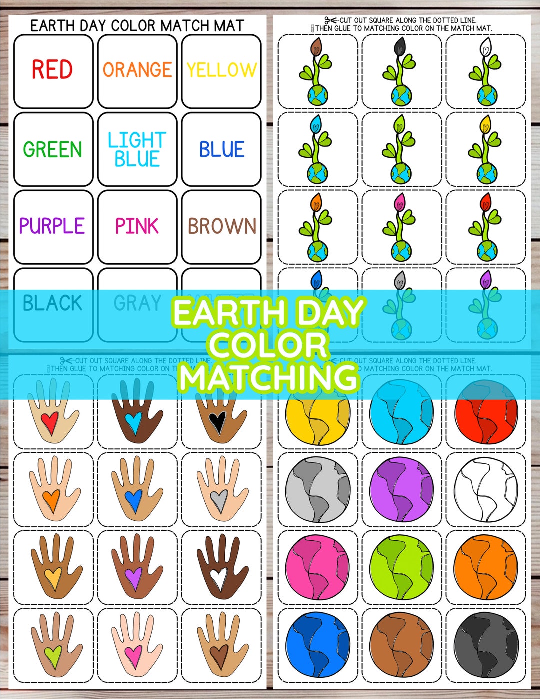 Earth Day Matching Game Printable Fine Motor Skills Homeschool Activity ...