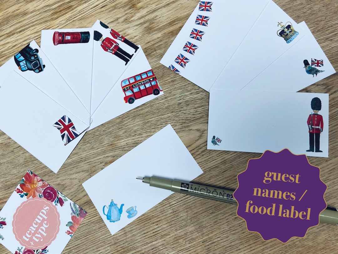 London Name Placecard Food Label British Tea Party Printable God Save ...