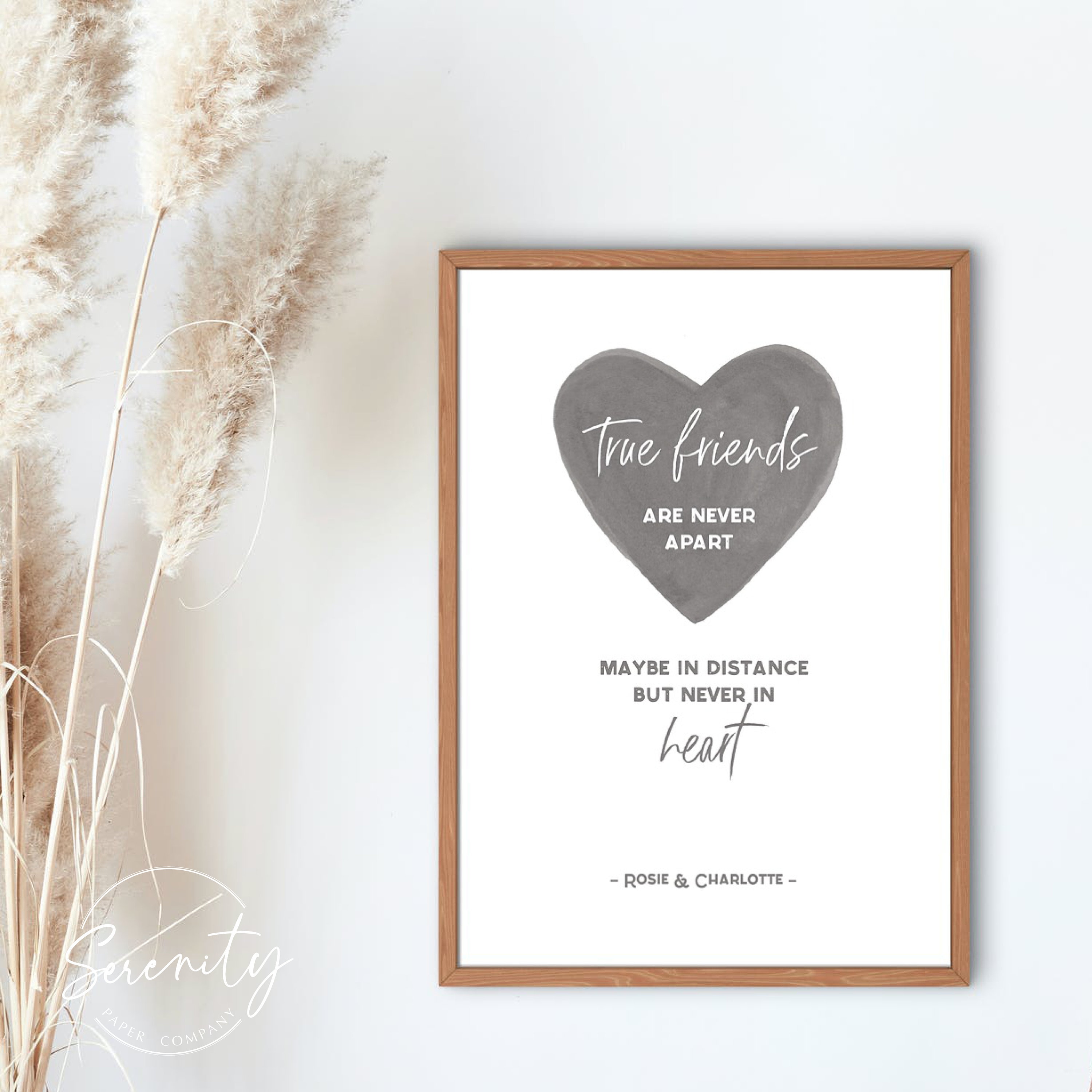 DIGITAL DOWNLOAD Personalised Friendship Art Print Gift True Friends ...