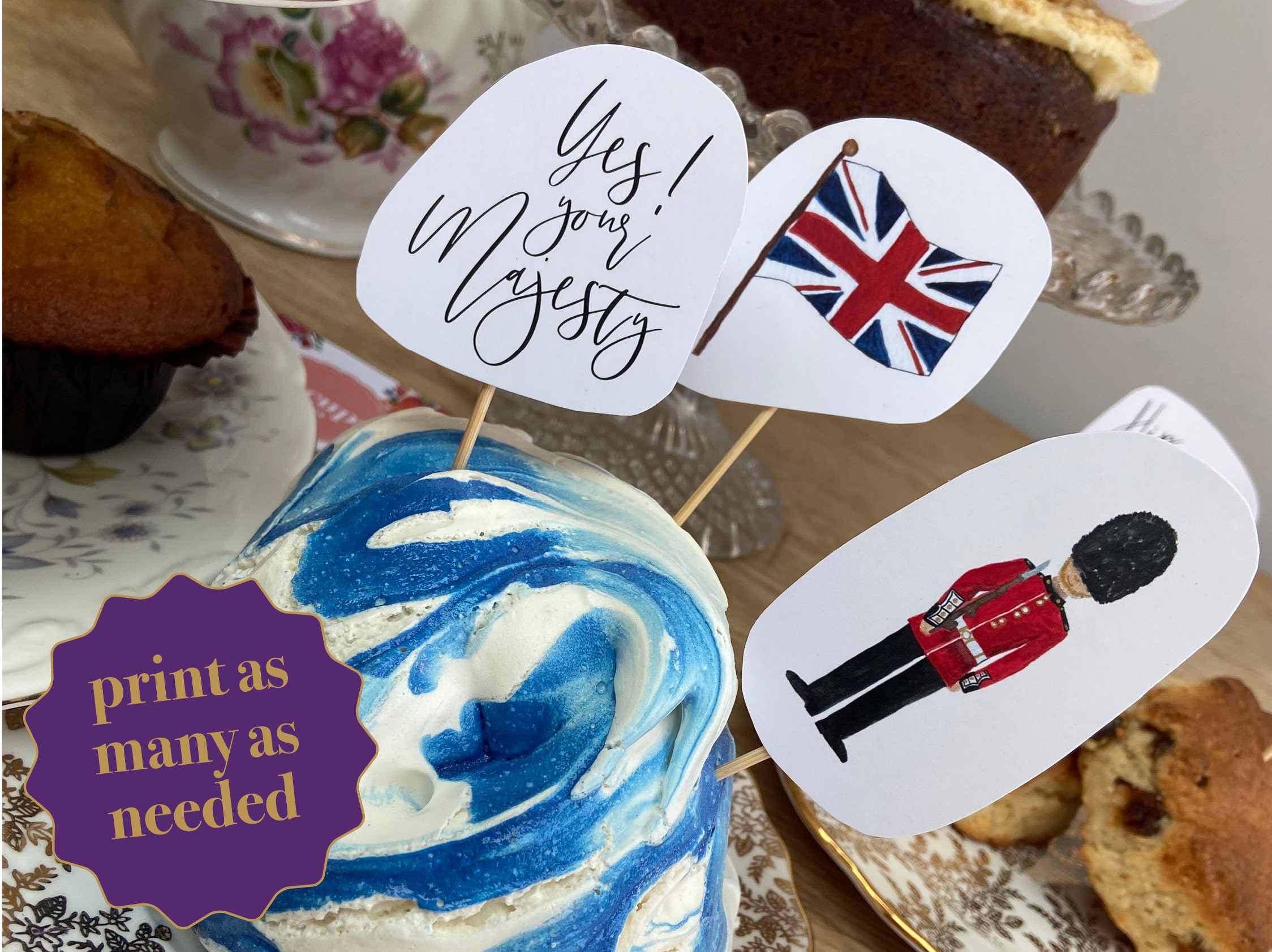 London Style Cake Toppers Printable Party Decorations British Theme Tea ...