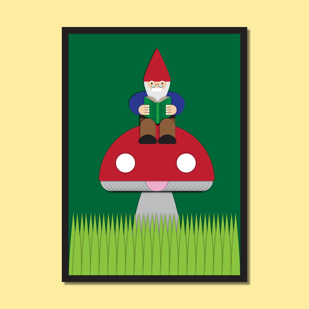 Reading Gnome | Art Print | A3 | A4 | A5 - Etsy