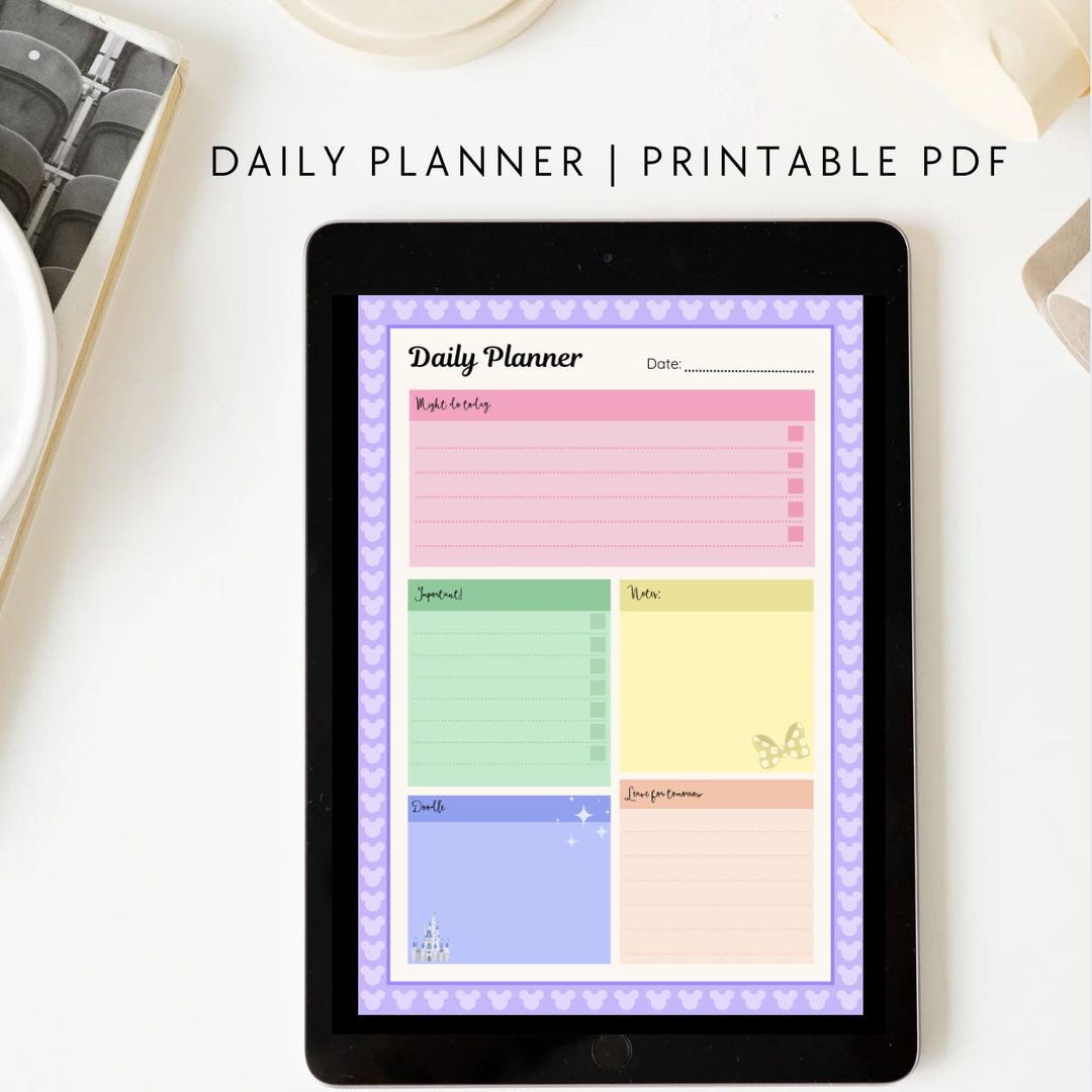 Pastel Daily Planner Printable: Disney-inspired Productivity (A4 PDF ...