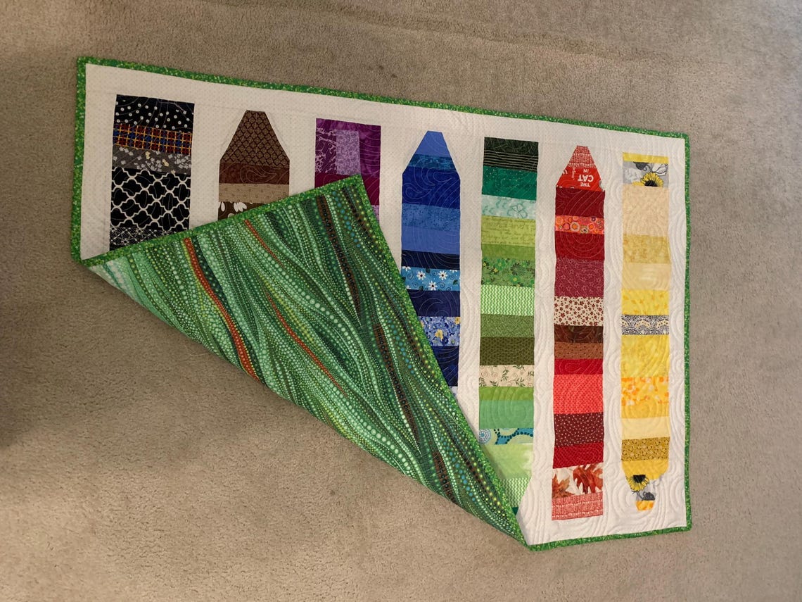 Homemade Kids' Quilt Rainbow Crayons 34" X 48" - Etsy