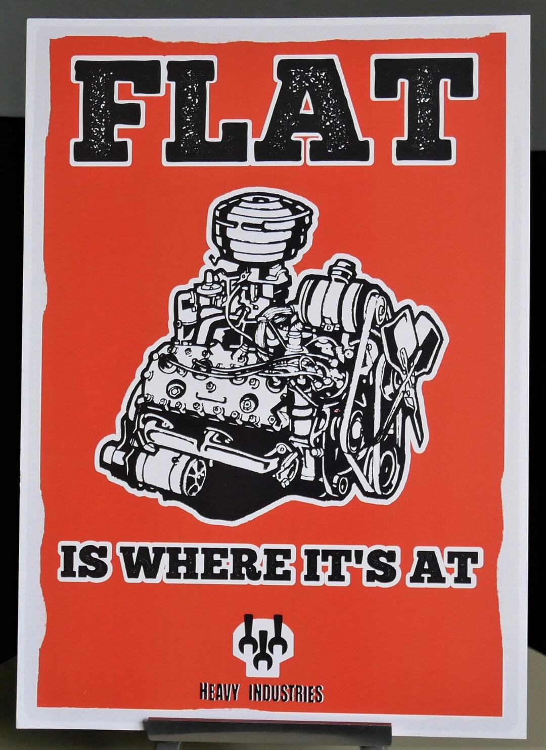 A4 Poster - "flat is Where It's At" - Ford Flathead V8 Engine Drawing ...