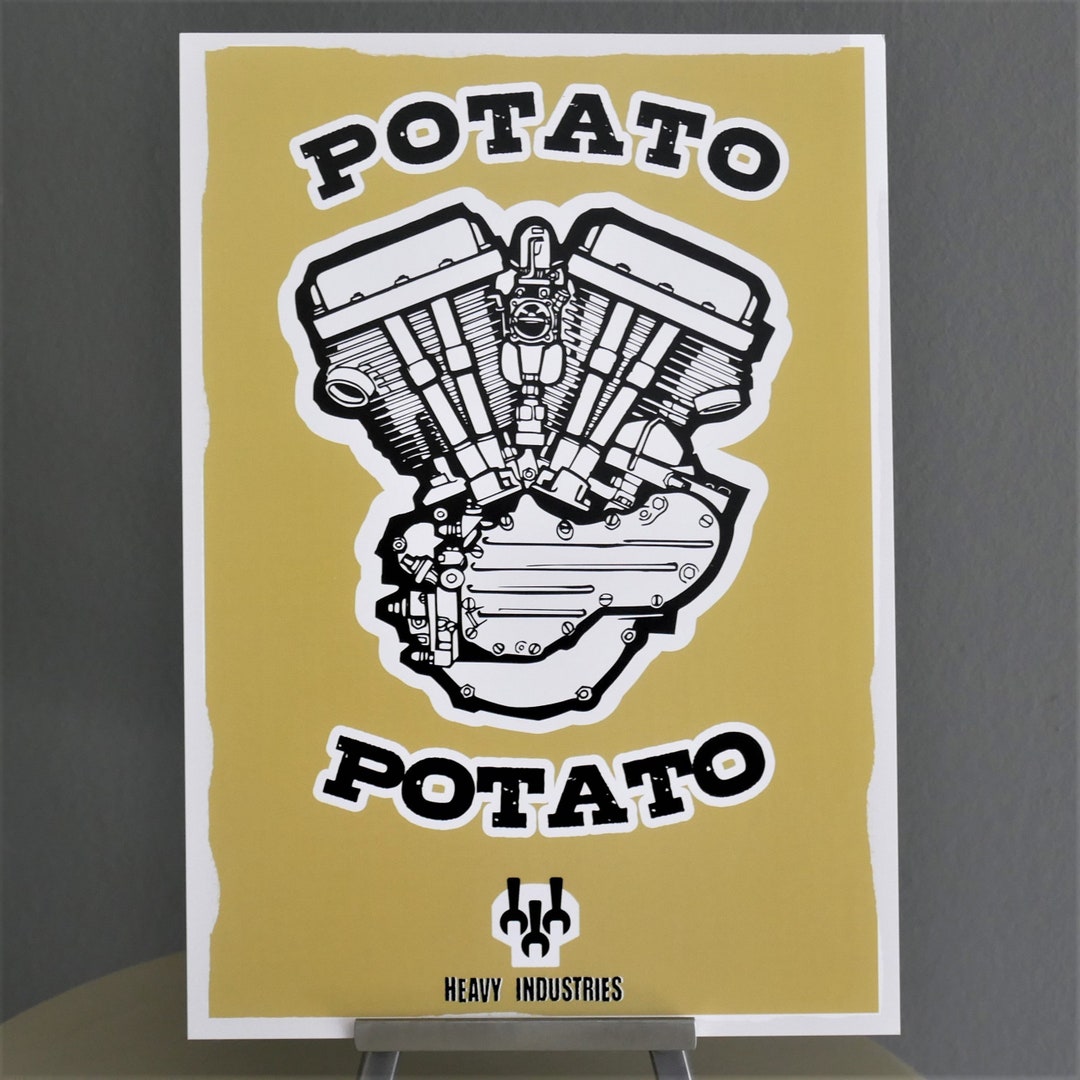 A4 Poster - Harley Panhead Engine Drawing - Motorcycle Motorbike Art ...