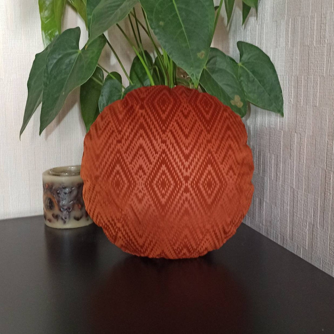 Burnt Orange Round Pillow Rust Geometric Cushion Cover - Etsy