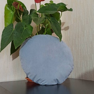 Light Blue Round Pillow Case, Circle Velvet Throw Pillow Cover, Blue ...
