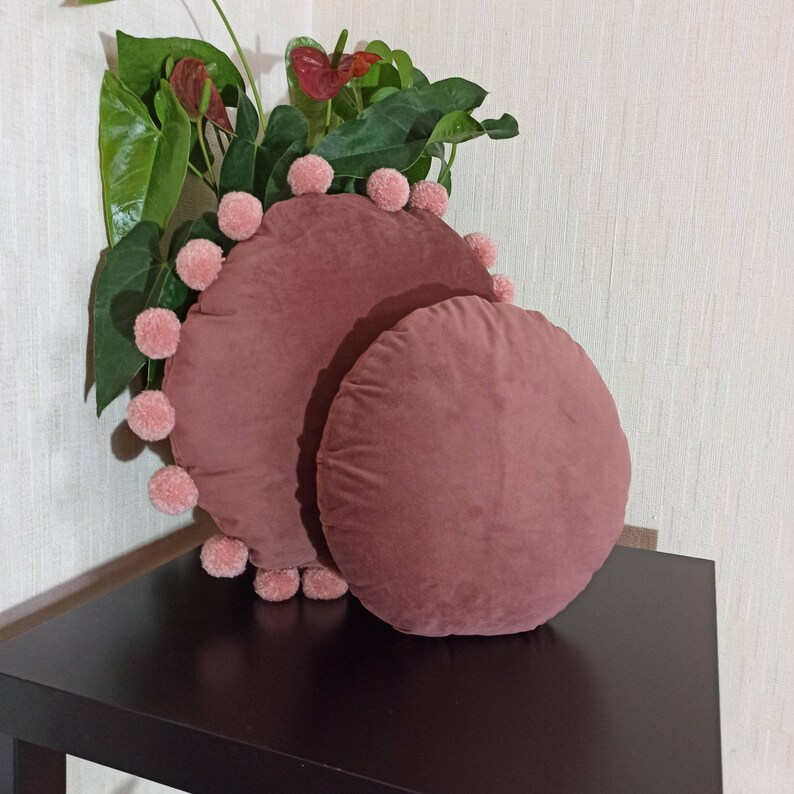 Blush Pink Round Pillow Case Circle Pillow Cover Dusty Pink - Etsy