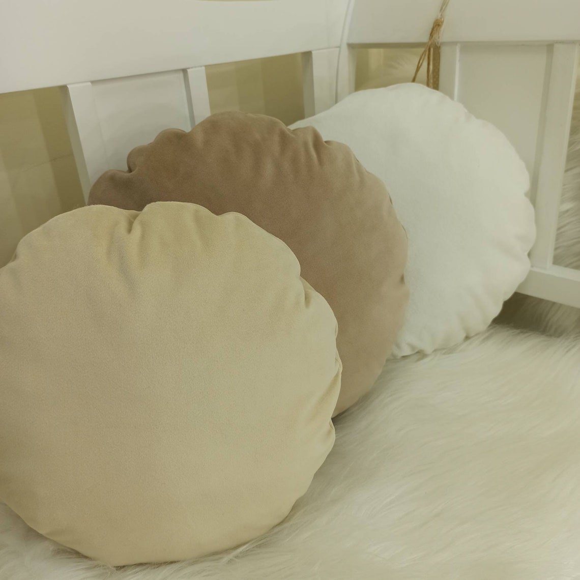 Cream Beige Round Pillow Case Circle Velvet Throw Pillow - Etsy