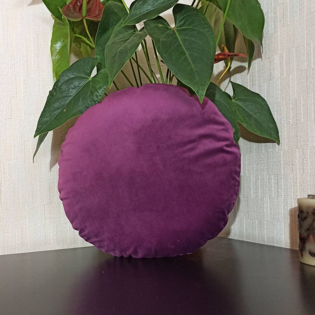 Purple Velvet Round Pillow Case Circle Pillow Cover Sofa - Etsy Canada