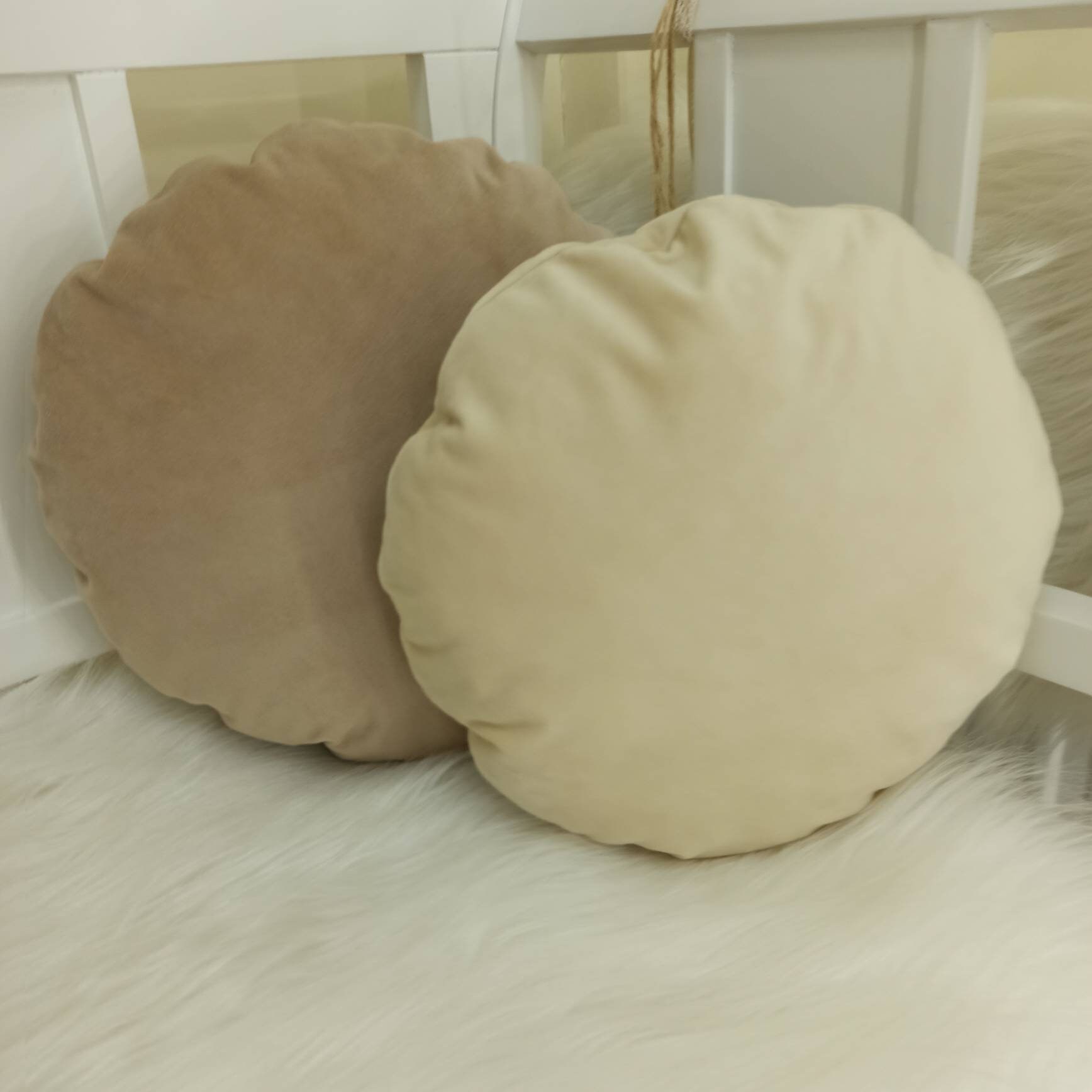 Cream Beige Round Pillow Case Circle Velvet Throw Pillow - Etsy