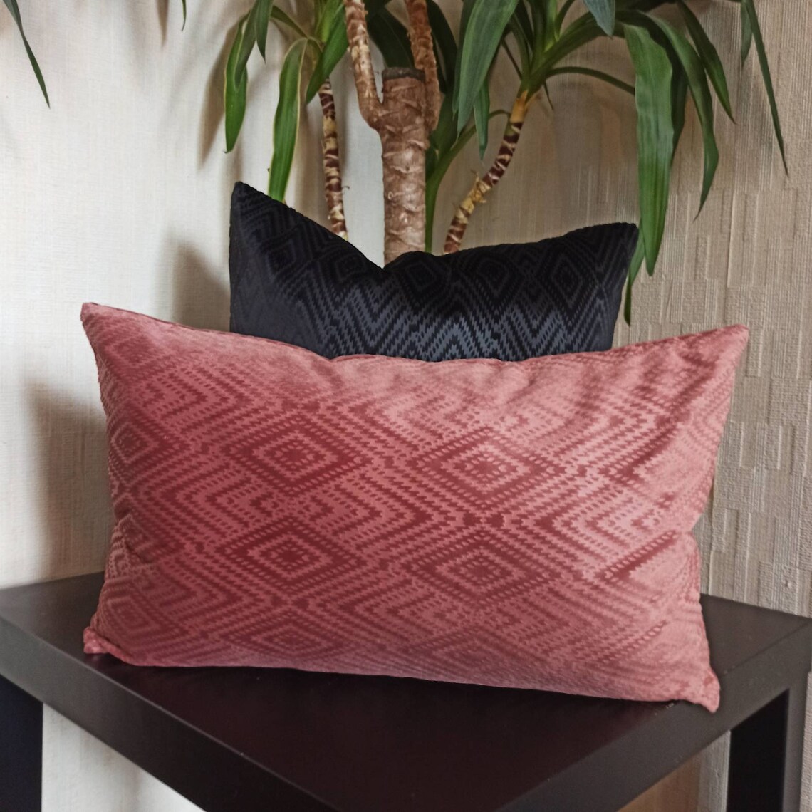 Dusty Pink Velvet Pillow Case Blush Pink Geometric Cushion | Etsy