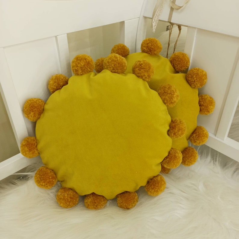Mustard Round Pillow Case Circle Throw Pillow Cover Mustard - Etsy
