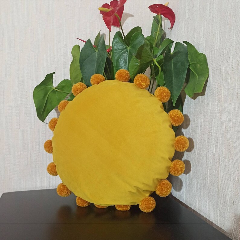 Mustard Round Pillow Case Circle Throw Pillow Cover Mustard - Etsy