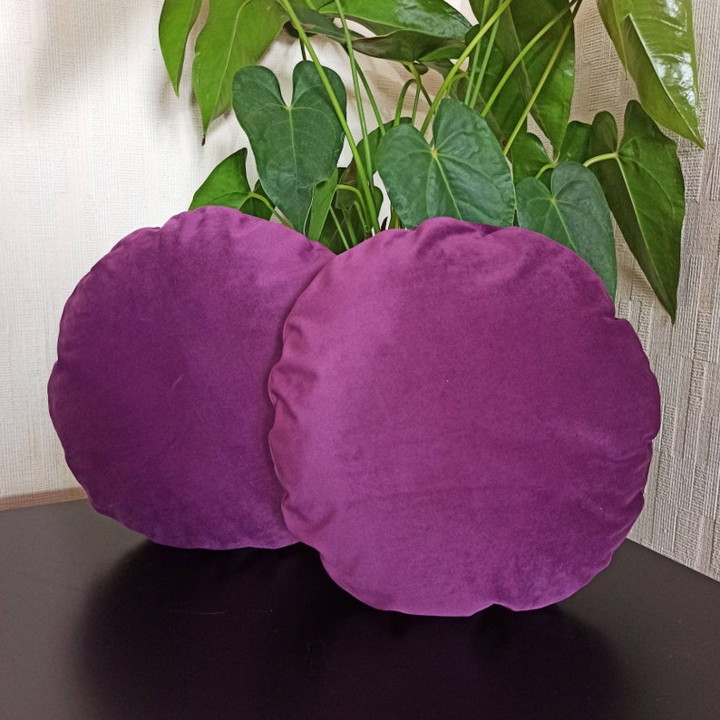 Purple Velvet Round Pillow Case Circle Pillow Cover Sofa - Etsy Canada