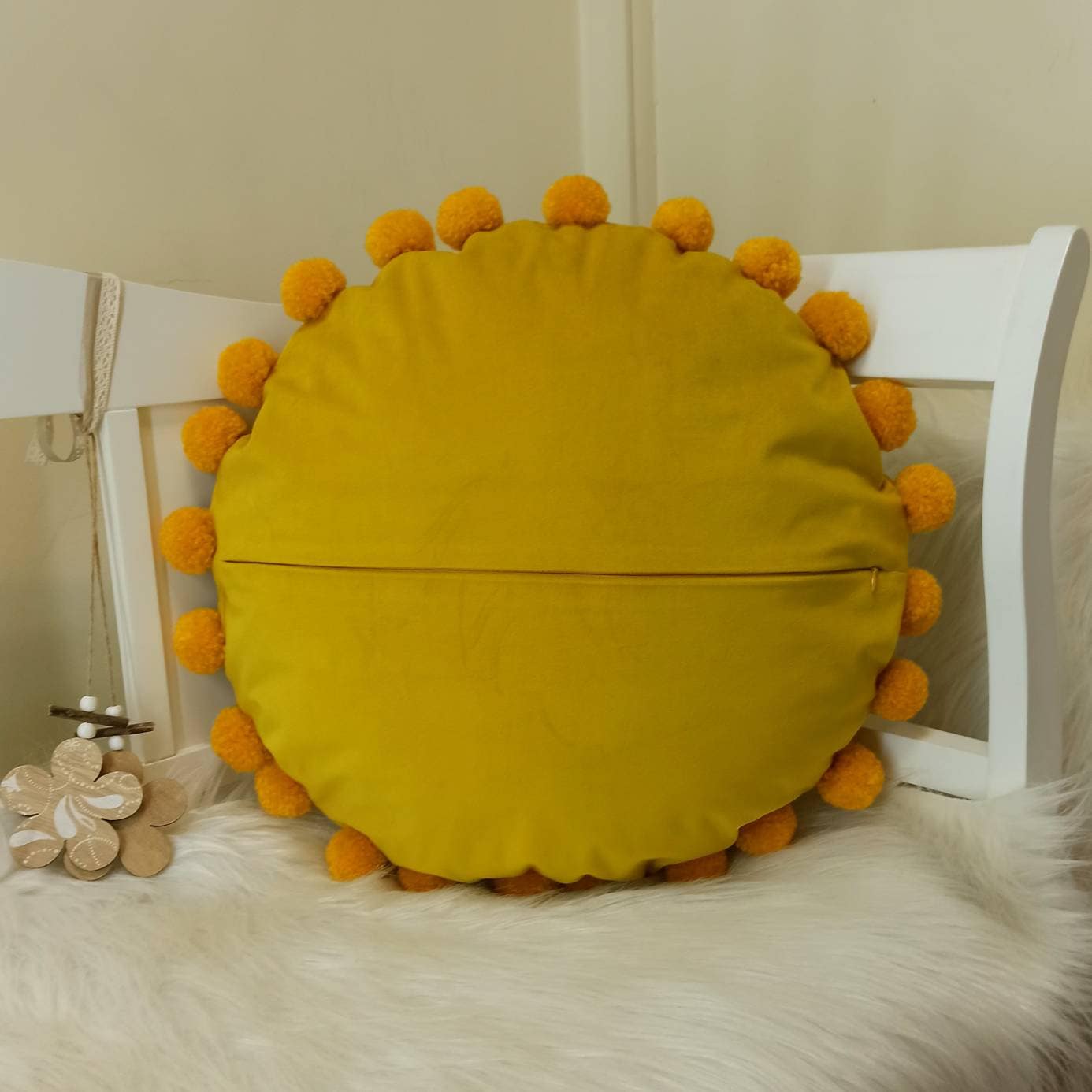 Mustard Round Pillow Case Circle Throw Pillow Cover Mustard - Etsy