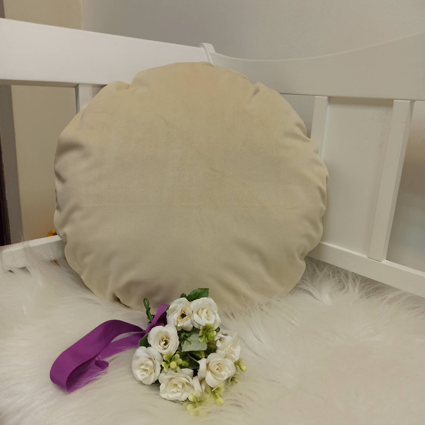 Cream Beige Round Pillow Case Circle Velvet Throw Pillow - Etsy