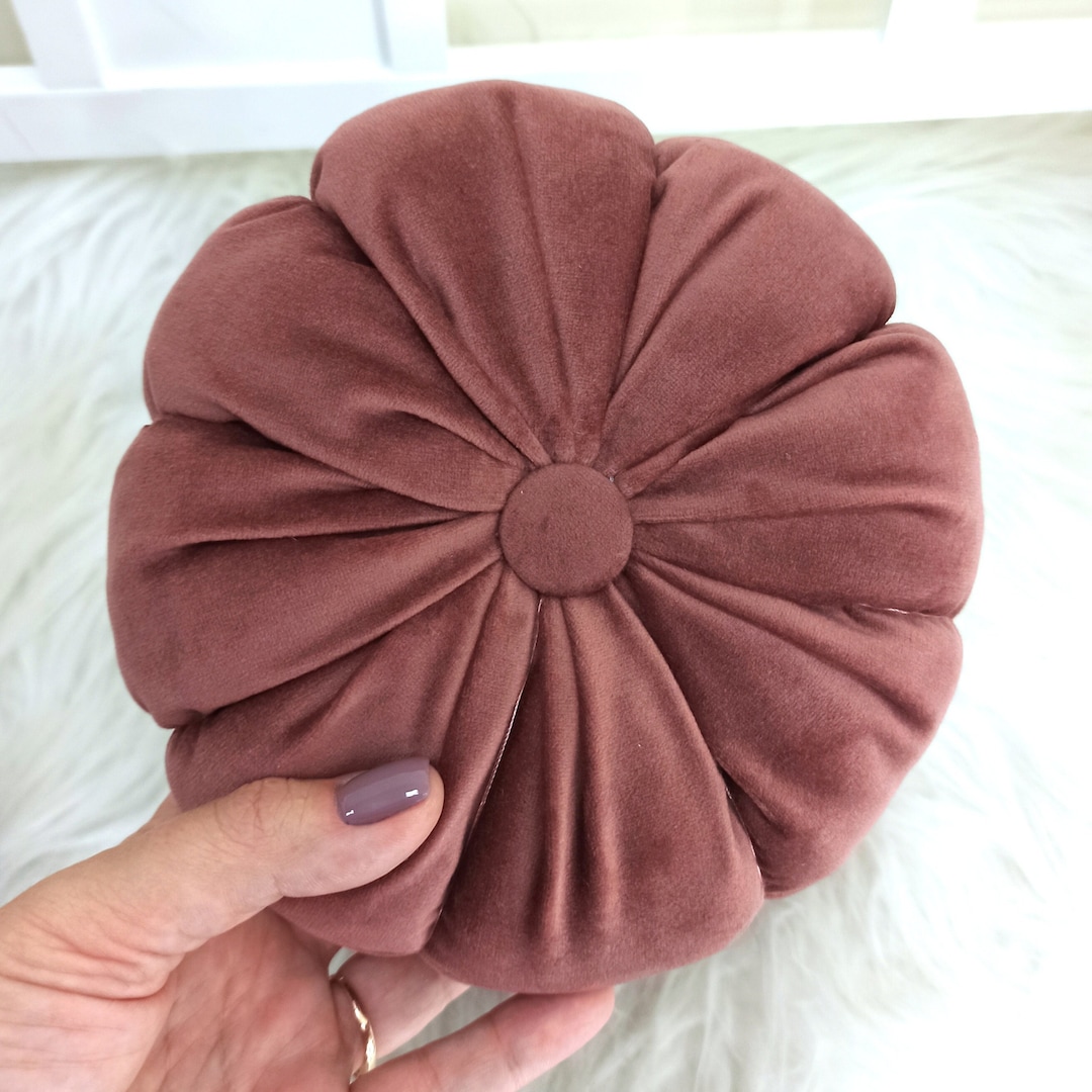 Tiny Dusty Pink Velvet Pillow, Circle Doll Pillow, Miniature Pillow ...