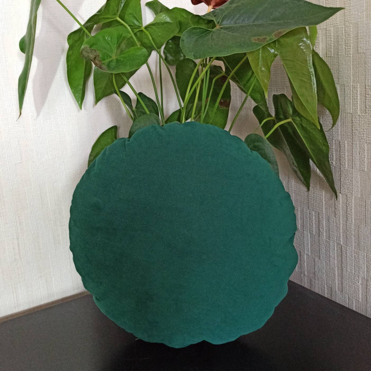 Emerald Green Round Pillow Case, Circle Throw Pillow Cover, Round ...