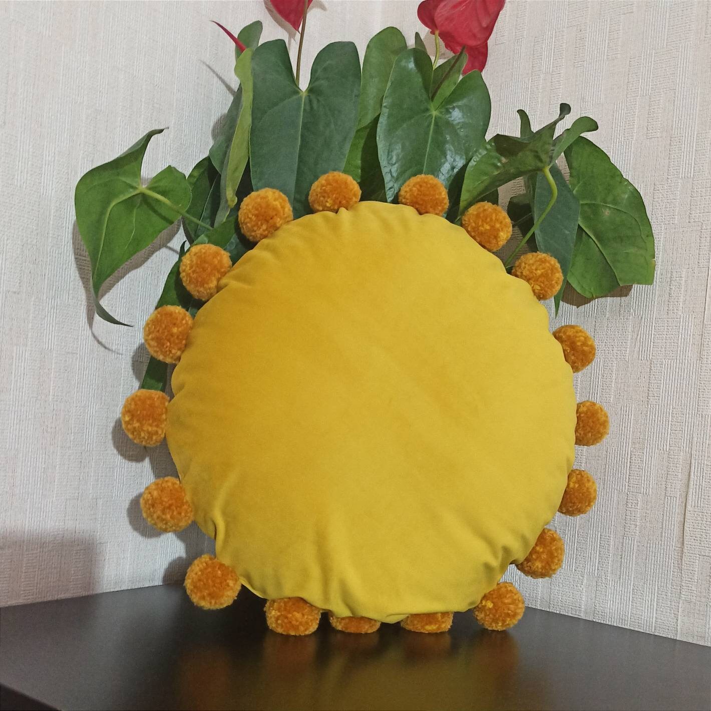 Mustard Round Pillow Case Circle Throw Pillow Cover Mustard - Etsy
