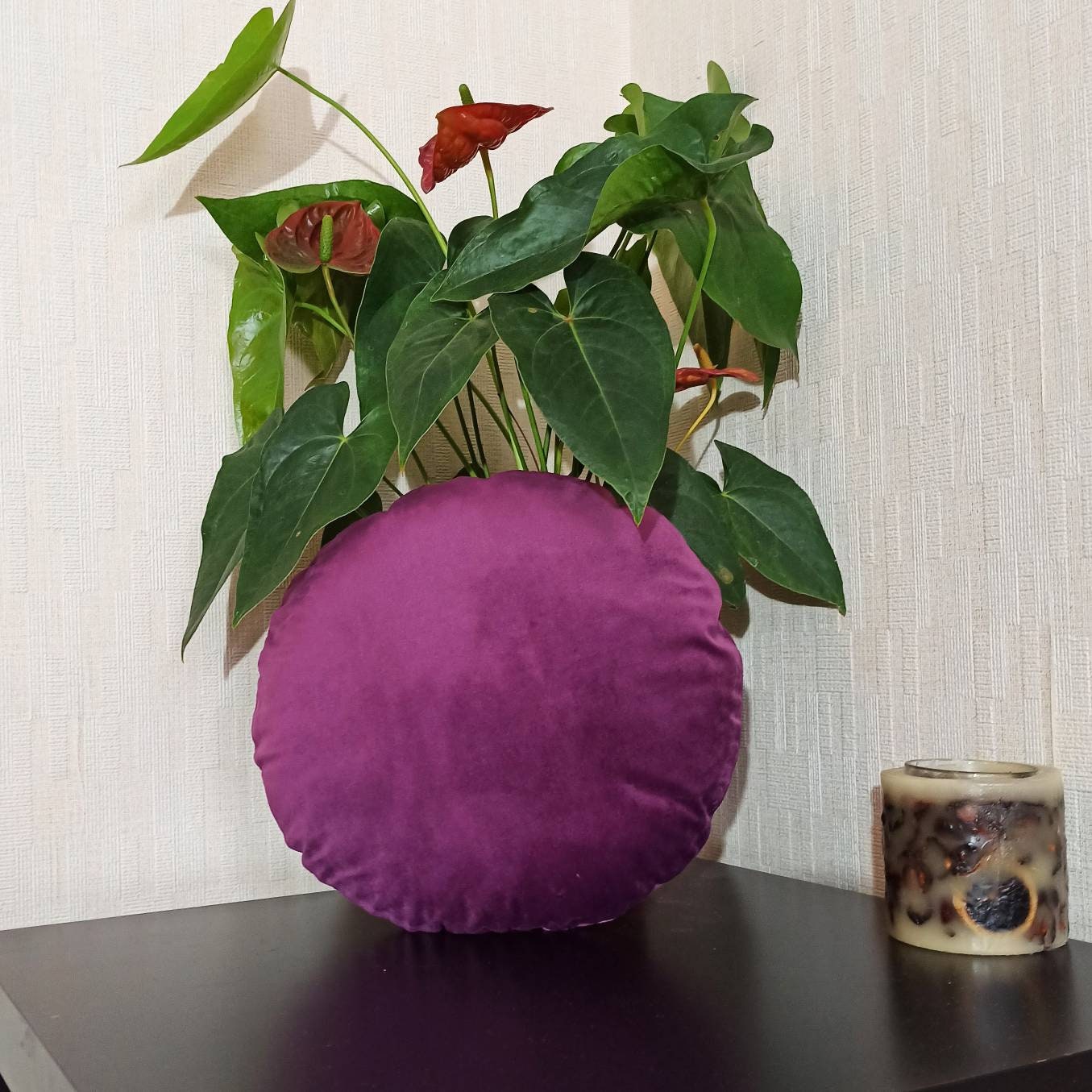 Purple Velvet Round Pillow Case Circle Pillow Cover Sofa - Etsy Canada