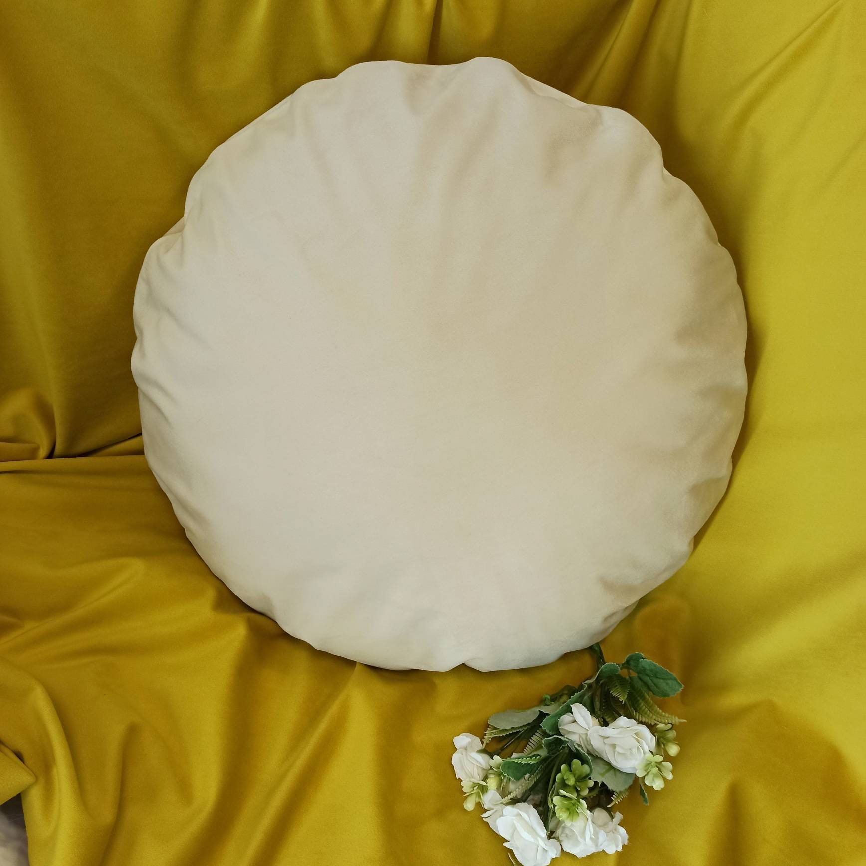 Cream Beige Round Pillow Case Circle Velvet Throw Pillow - Etsy