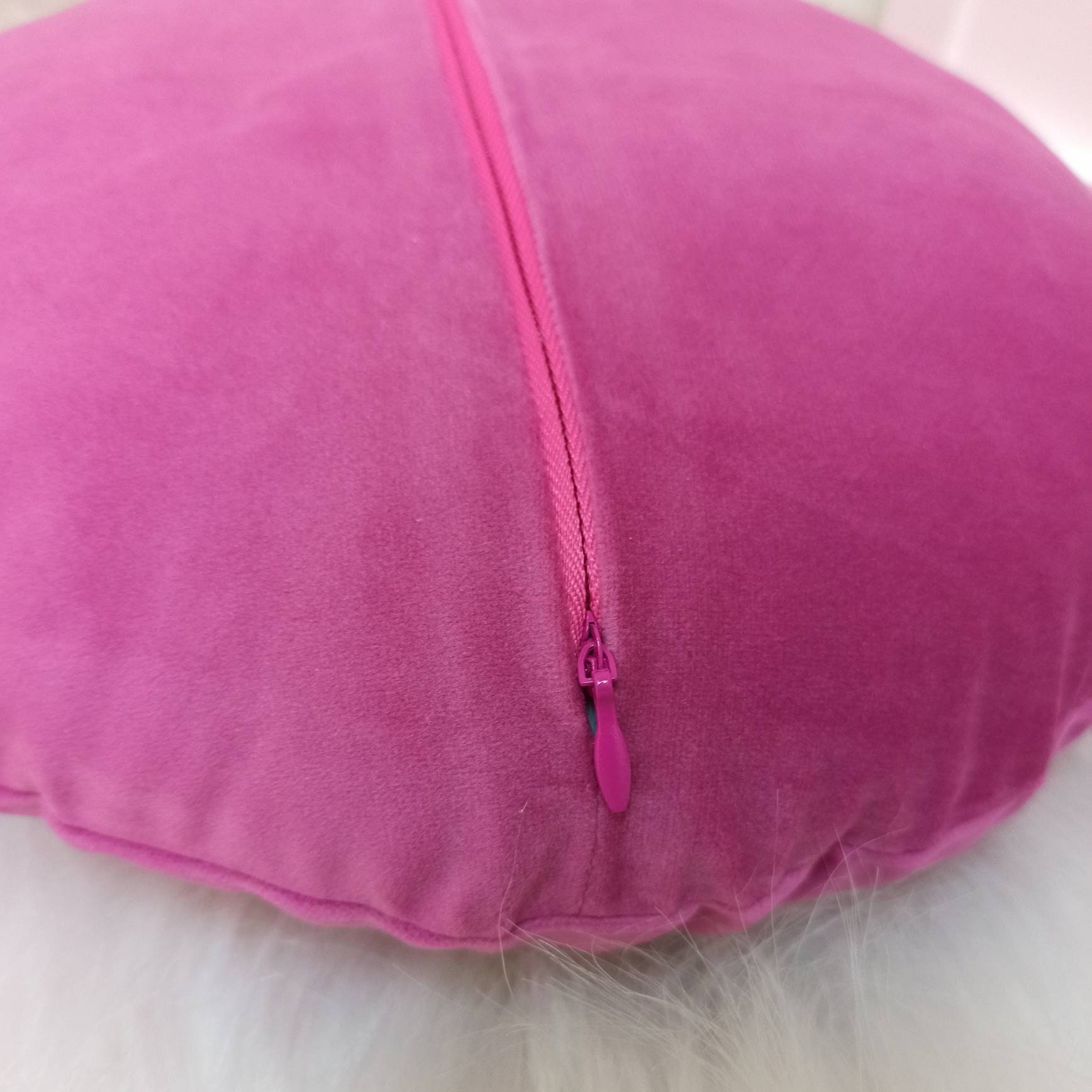 Hot Pink Round Pillow Case, Circle Throw Pillow Cover, Velvet Round ...