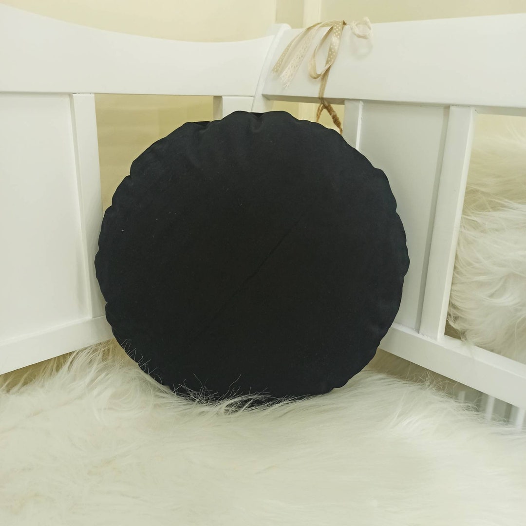 Black Round Pillow Case Circle Throw Pillow Cover Black - Etsy