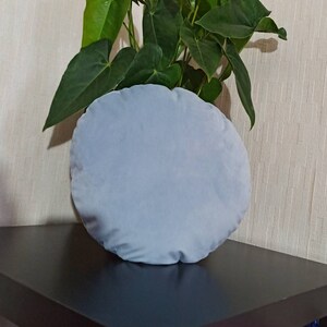 Light Blue Round Pillow Case, Circle Velvet Throw Pillow Cover, Blue ...