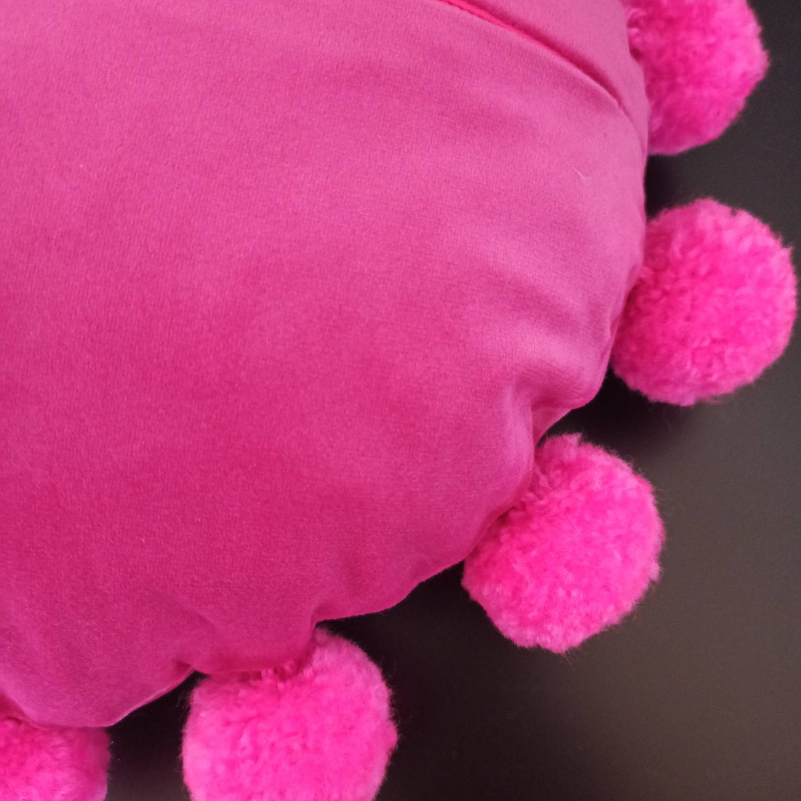 Hot Pink Round Pillow Case Circle Pillow Cover Pink Pom Pom - Etsy