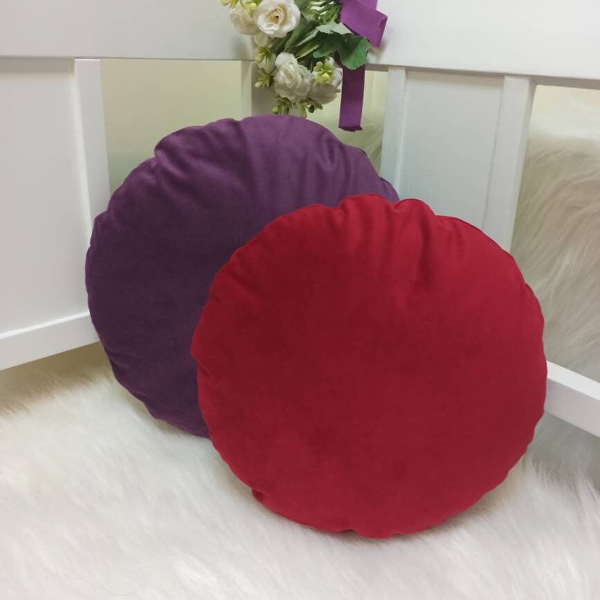 Red Round Pillow Case, Circle Throw Pillow Cover, Red Circle Cushion ...