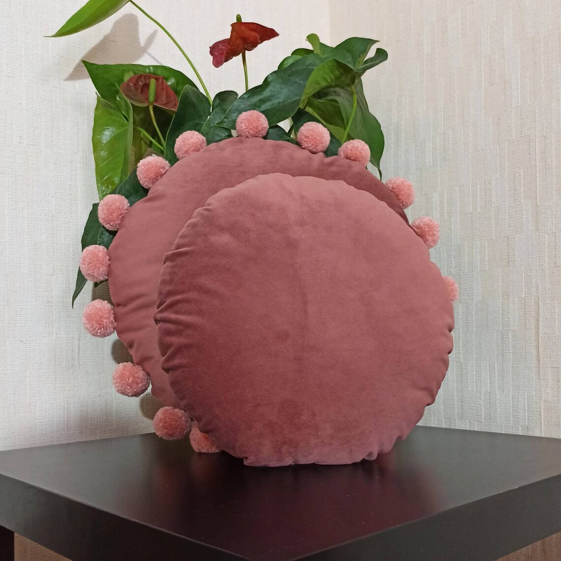 Blush Pink Round Pillow Case Circle Pillow Cover Dusty Pink - Etsy