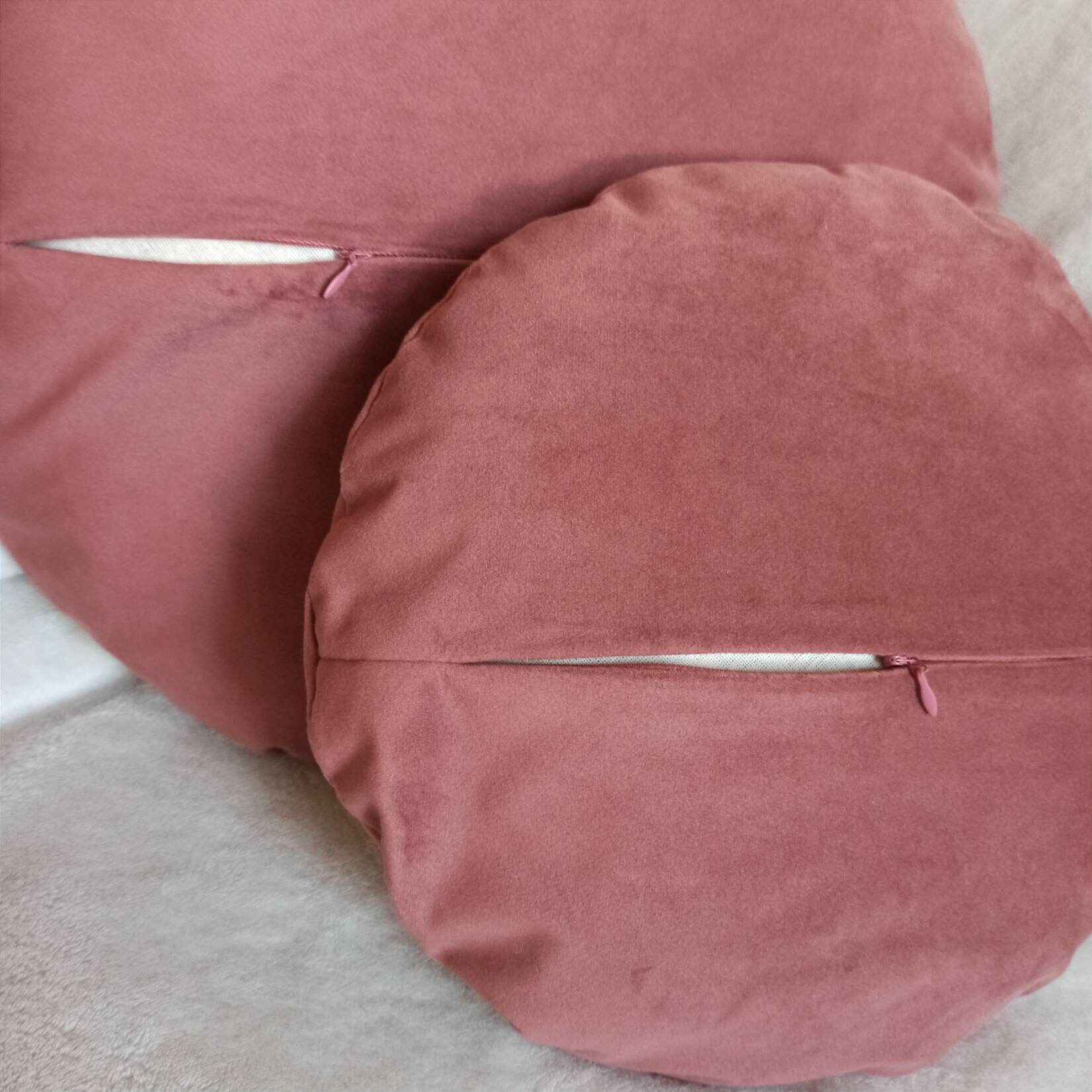 Blush Pink Round Pillow Case, Circle Pillow Cover, Dusty Pink Sofa ...